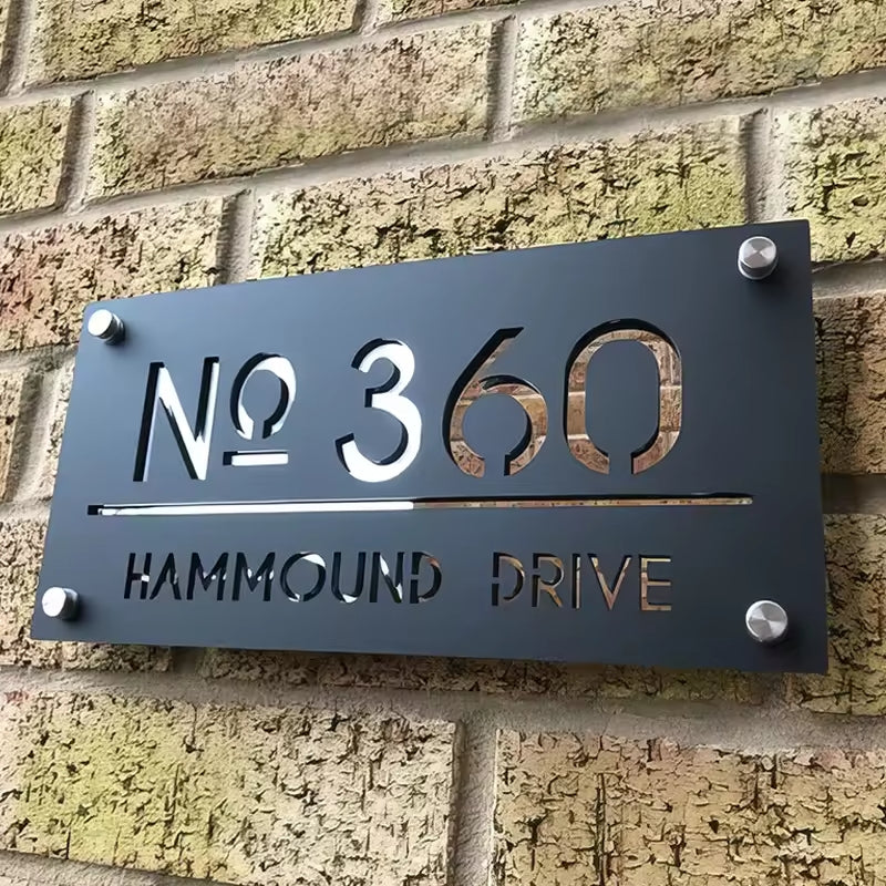 House Address Sign: Matte Black with Mirror Smart Composite ...
